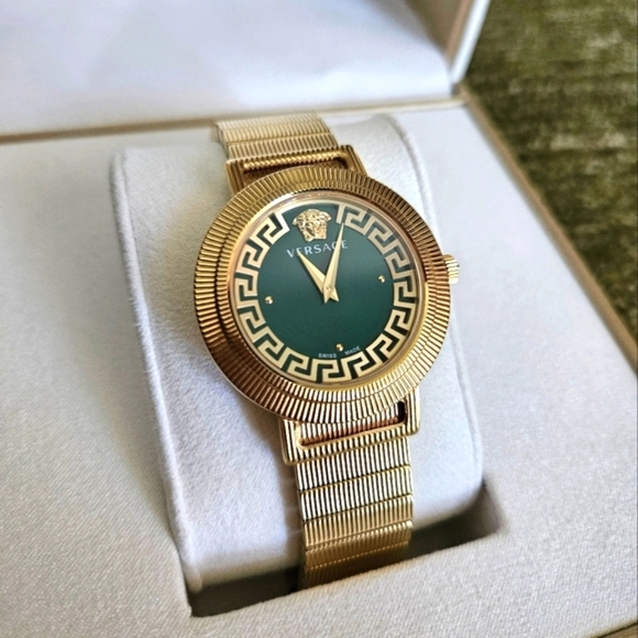 Versace | Accessories | Versace Greca Quartz Green Dial Ladies Watch ...